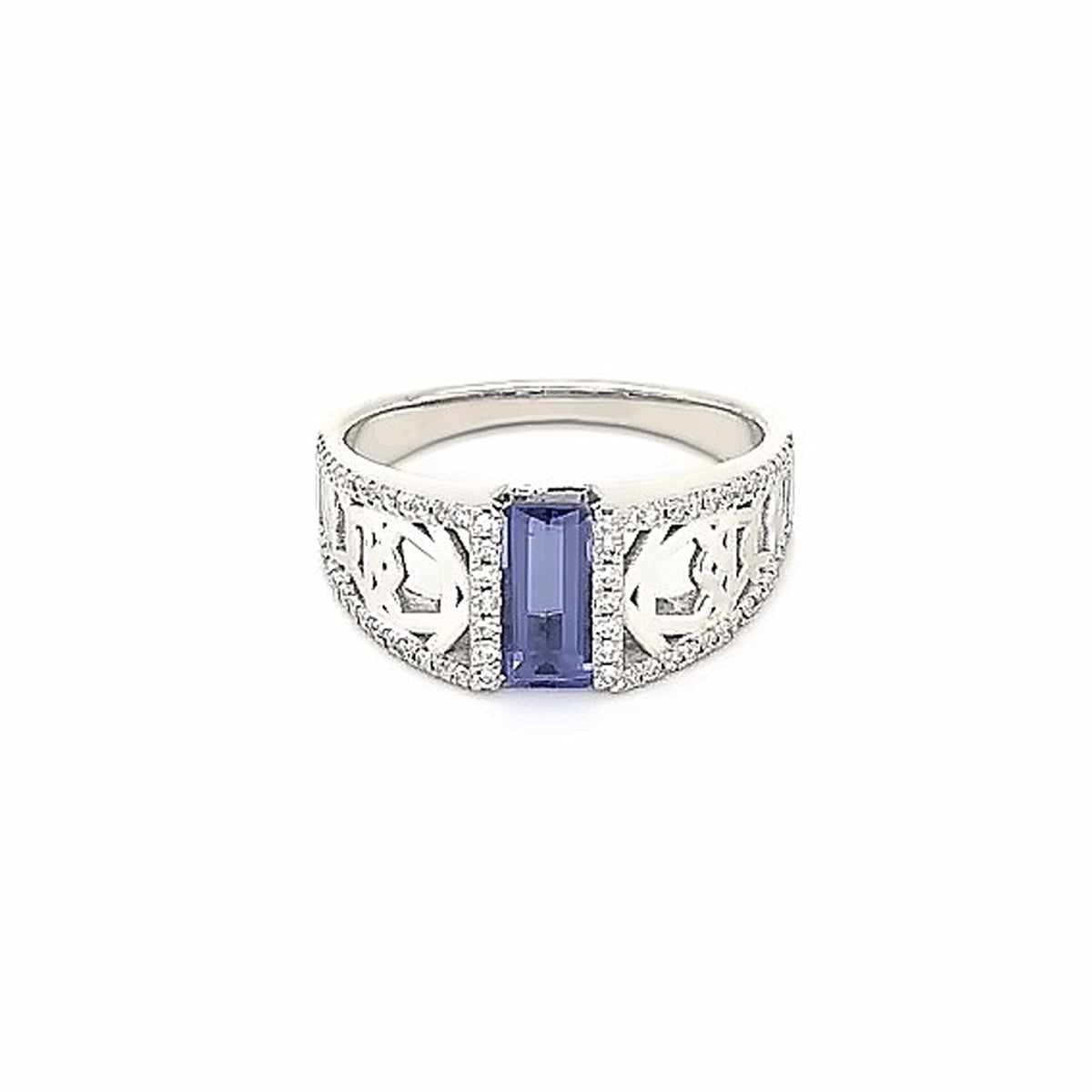 Bague polygonale en or blanc, diamants et iolite – Bijouterie LÉA ...