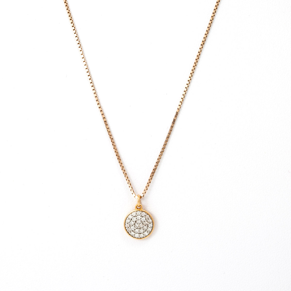 Pendentif rond or rose diamants – Bijouterie LÉA · Atelier de création